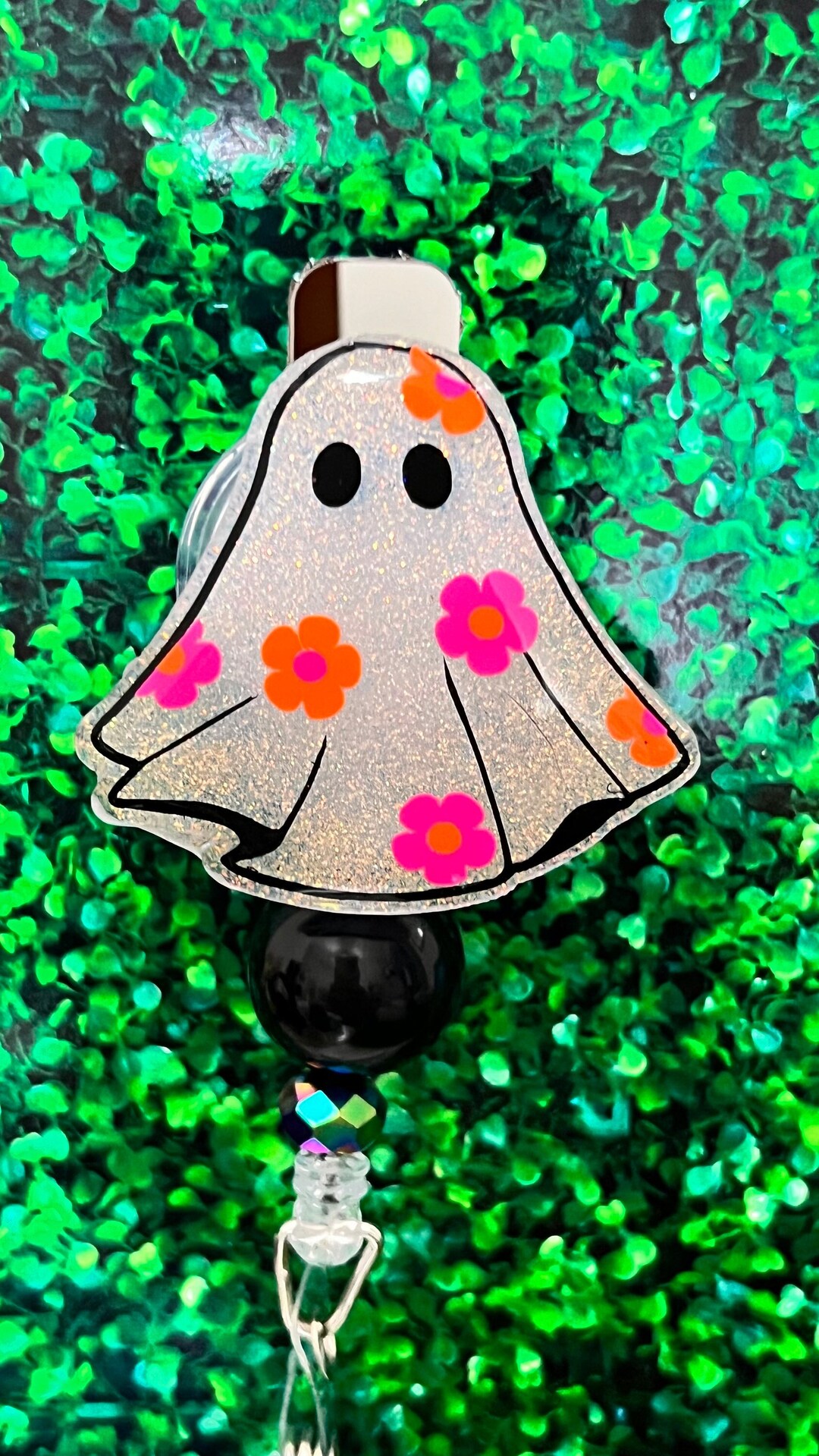 Ghost Badge Reel Badge Reel ID Clip Ghost Halloween Badge Nurse Teacher ...