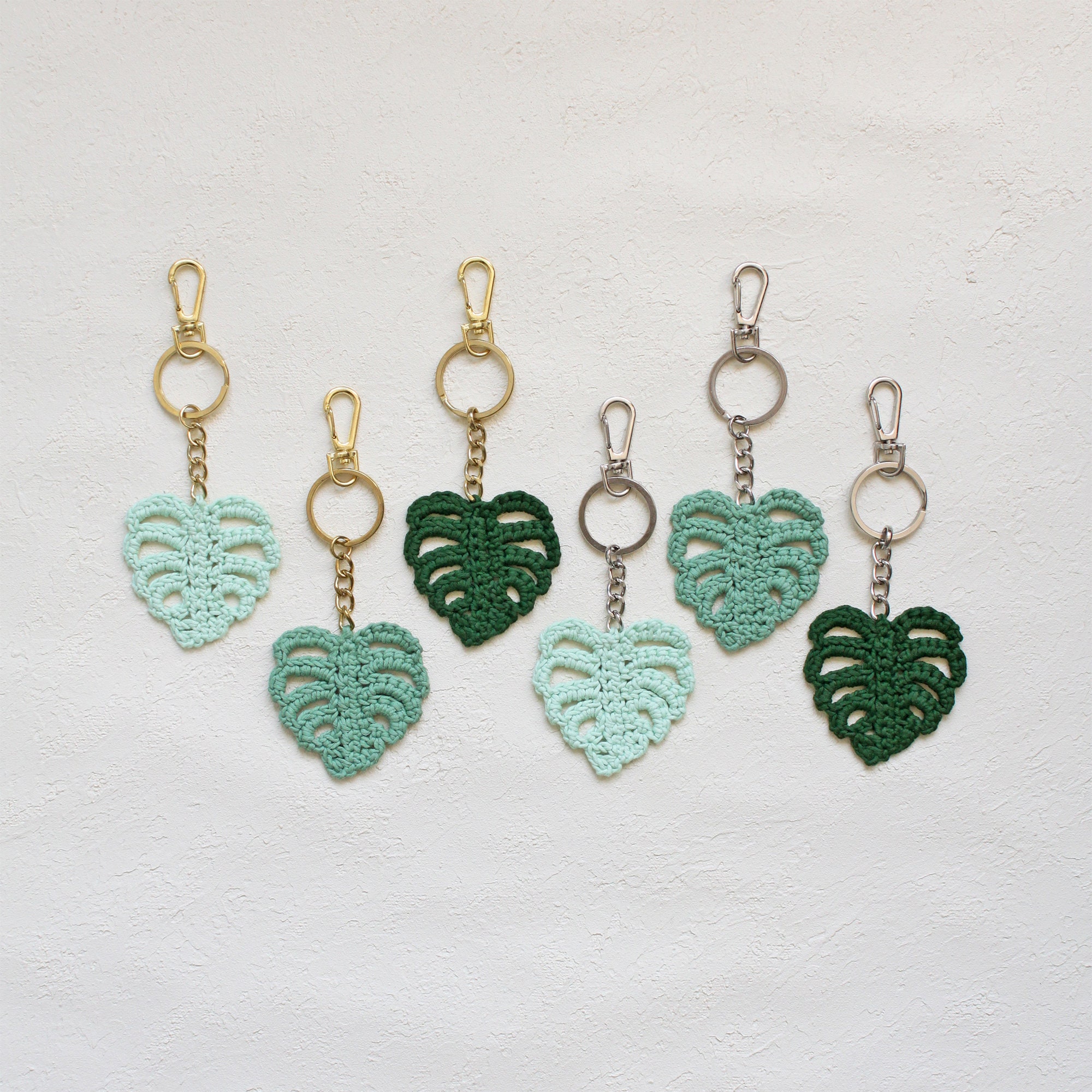 Monstera Bag Charm, Crochet Monstera Keychain, Leaf Purse Charm ...