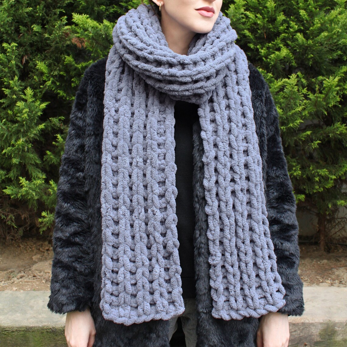 Super Chunky Knit Scarf, Soft Winter Scarf, Long Knit Scarves, Vegan ...