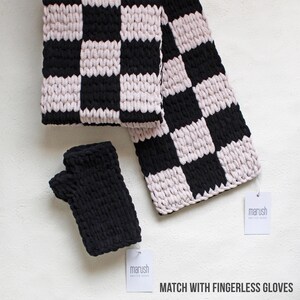 Checkerboard Knit Big Scarf, Checkered Chunky Scarf, Oversize Knit ...