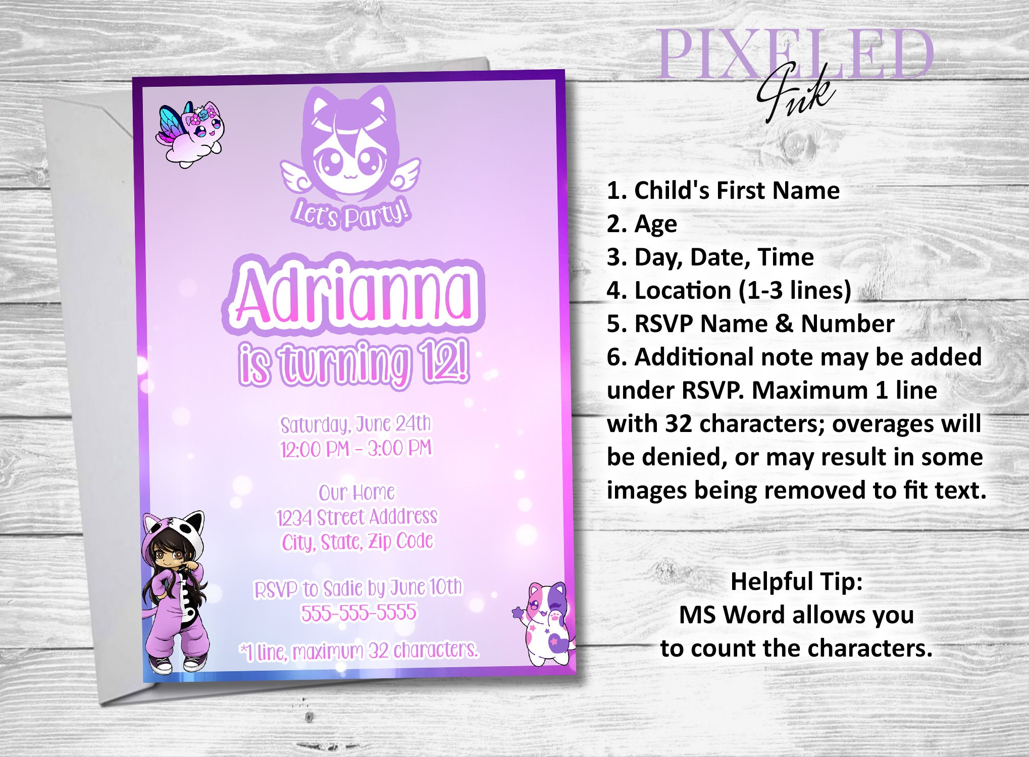 Aphmau Birthday Invitation Digital File - Etsy Canada
