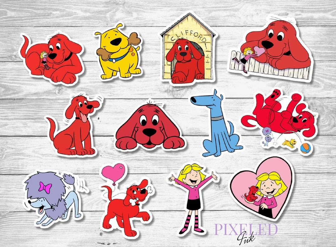Set of 12 Clifford the Big Red Dog Stickers die-cut - Etsy