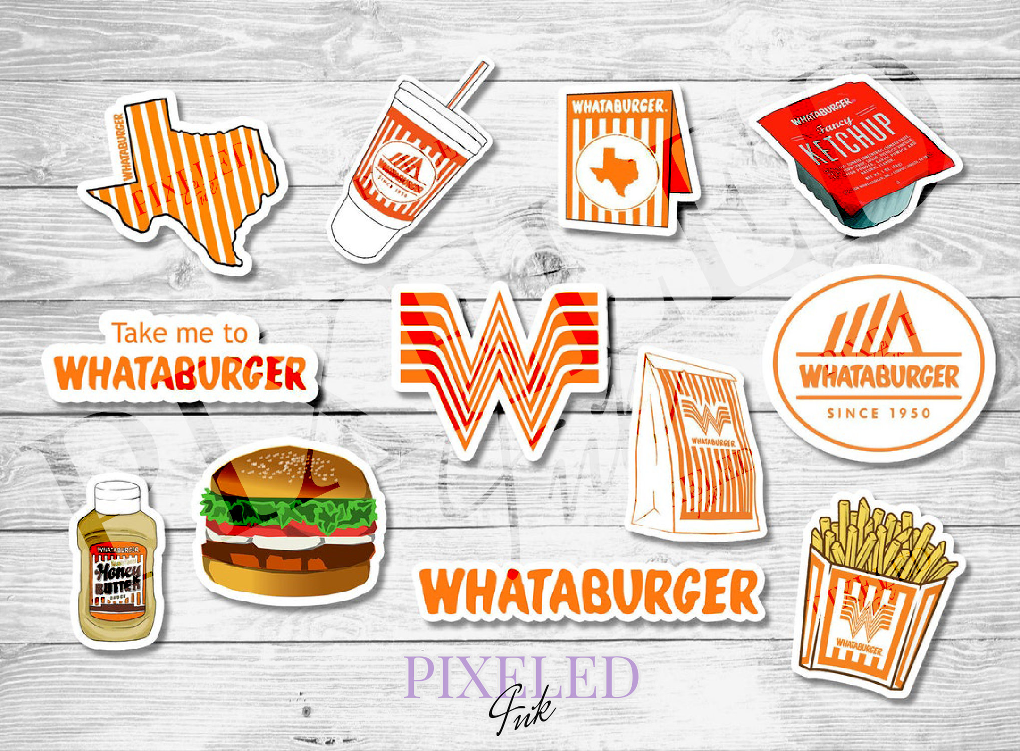 Set of 12 Whataburger Themed Stickers die-cut - Etsy