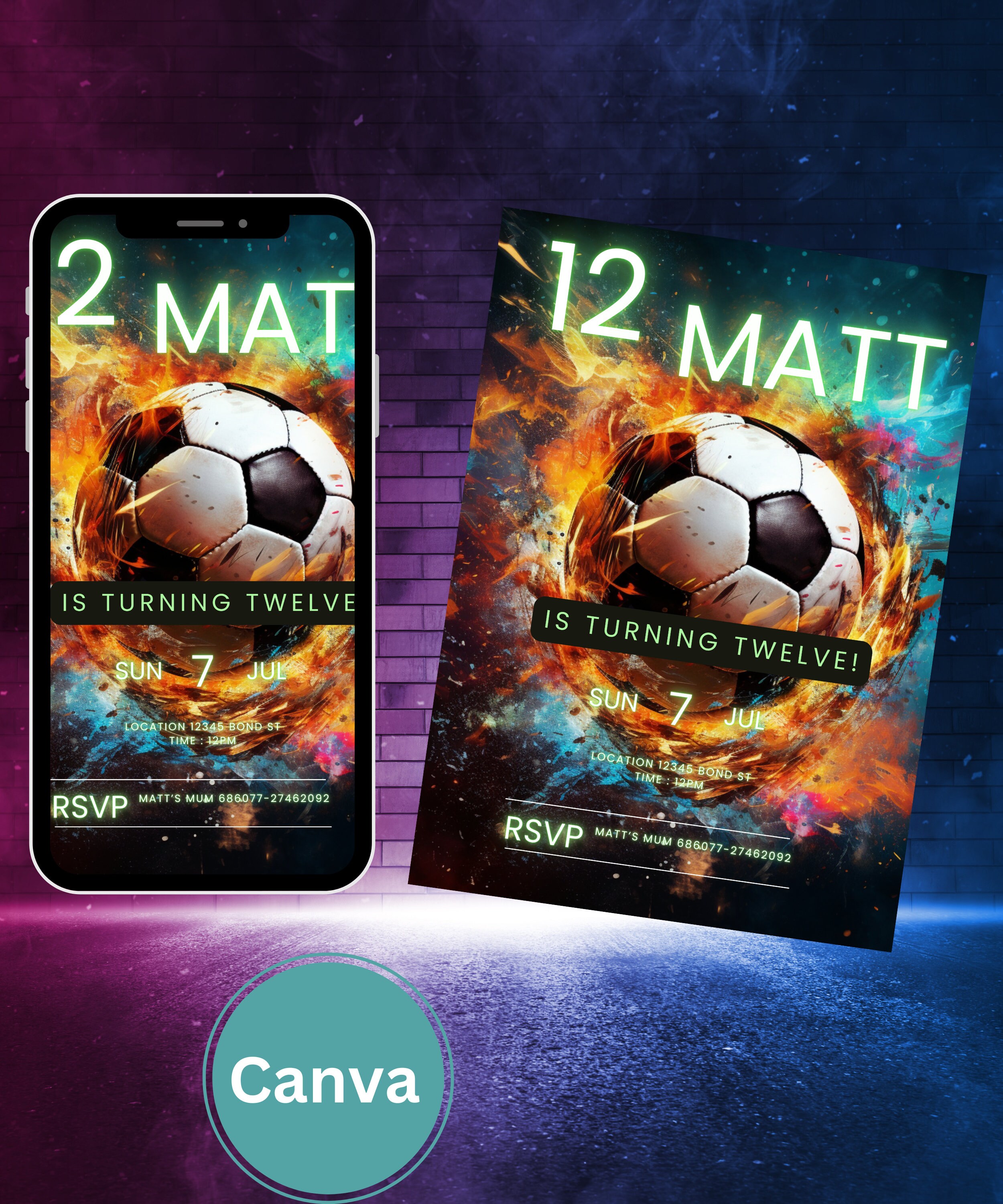 Football Invitation | Editable Boy Soccer Invitation | Soccer Ticket ...