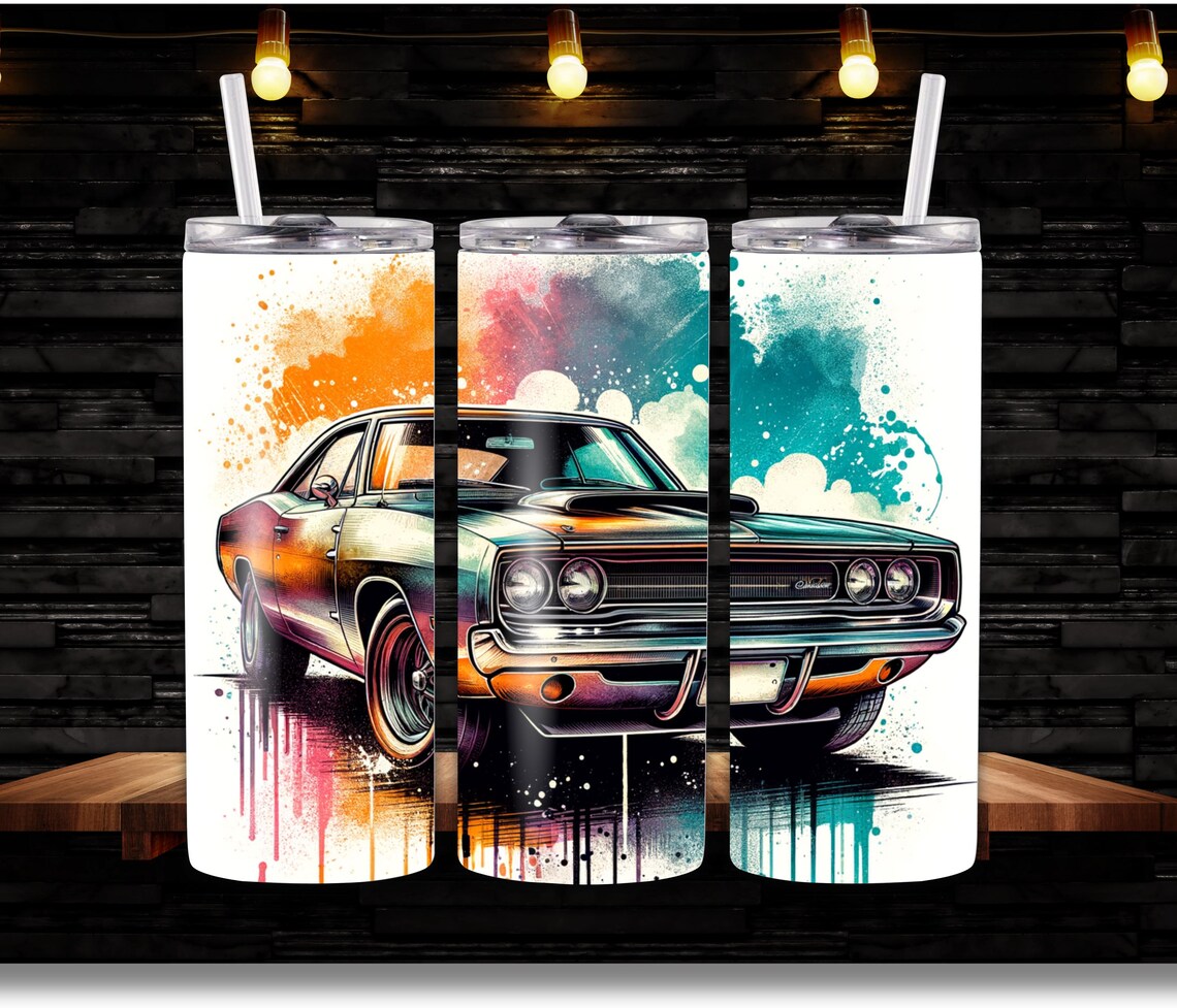 Muscle Car Tumbler Wrap - Vintage Car Design - 20oz Sublimation PNG ...