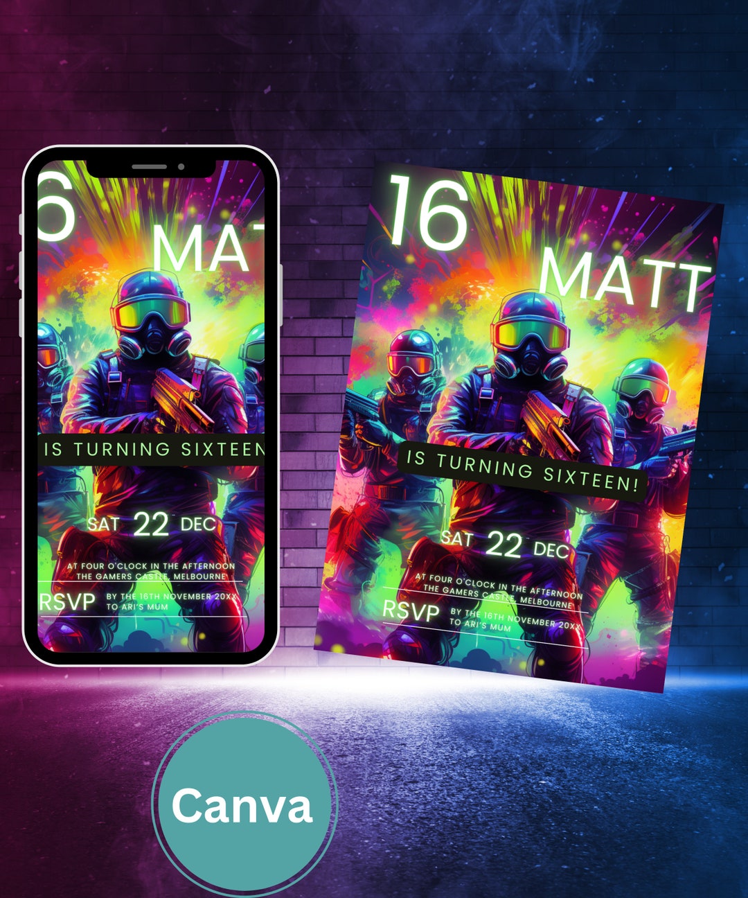 Airsoft Party Invite | Airsoft Birthday Theme Party | Teen Birthday ...