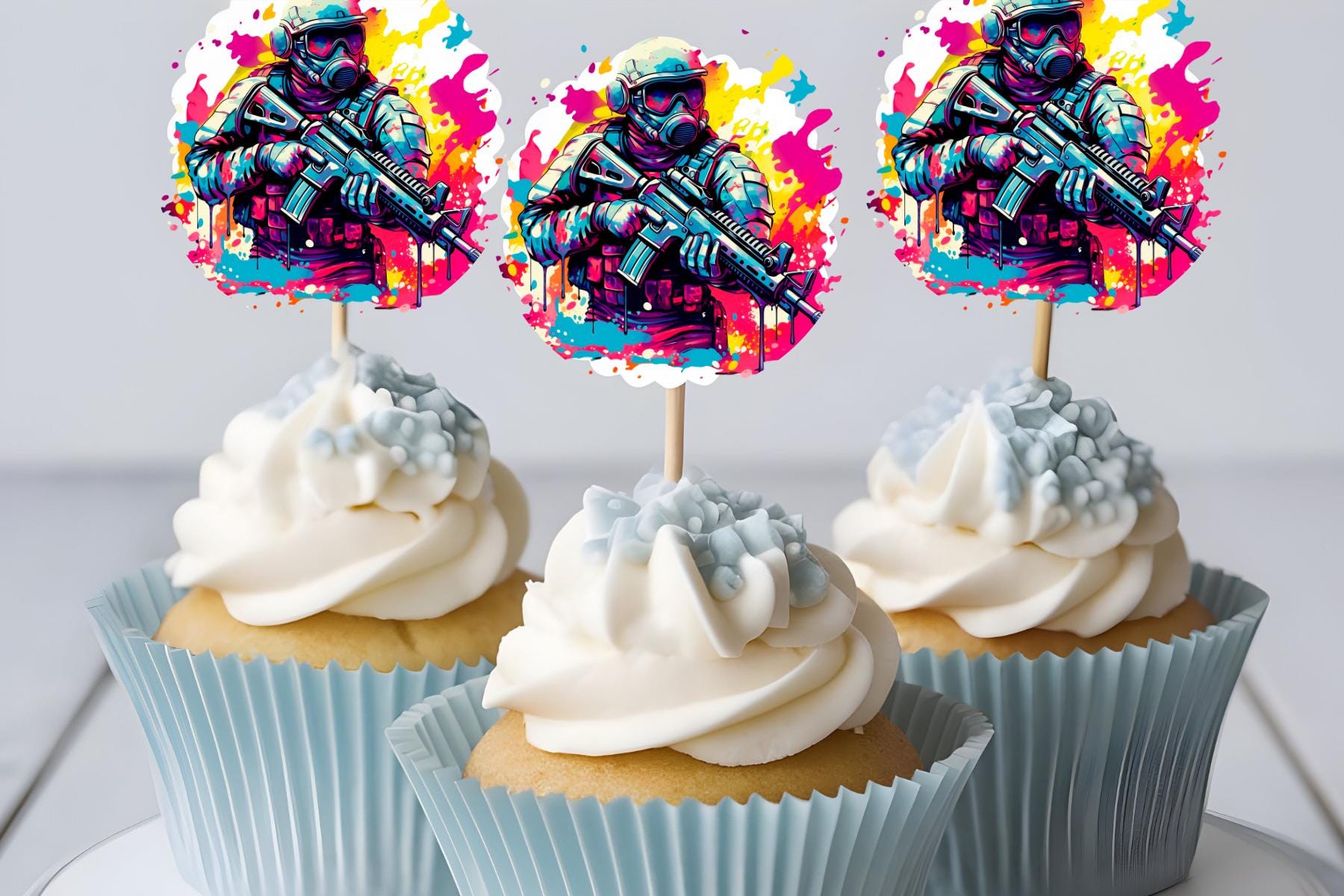 Paintball Cake Topper Slime Cupcake Toppers Laser Tag Game Themed ...