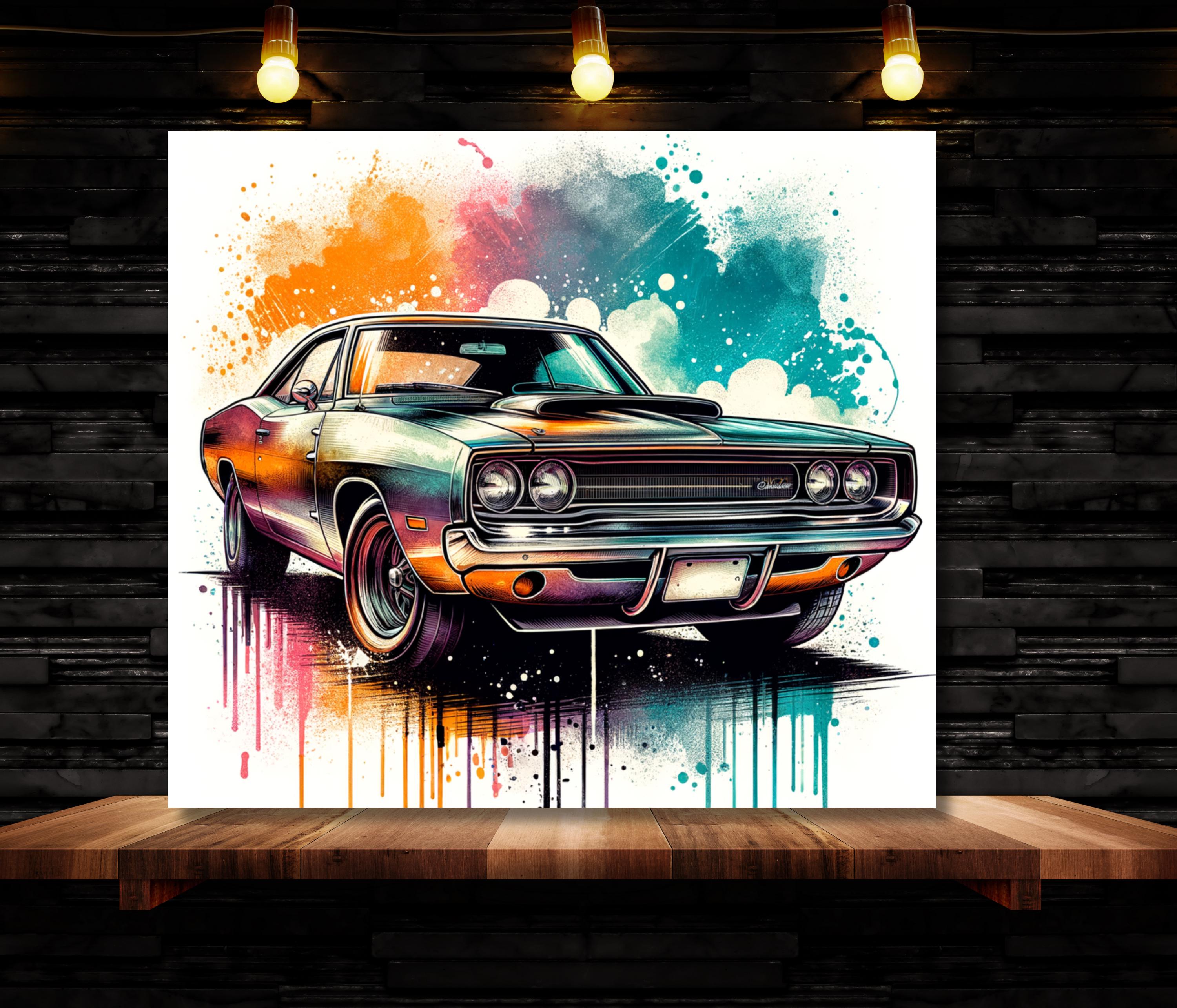 Muscle Car Tumbler Wrap - Vintage Car Design - 20oz Sublimation PNG ...