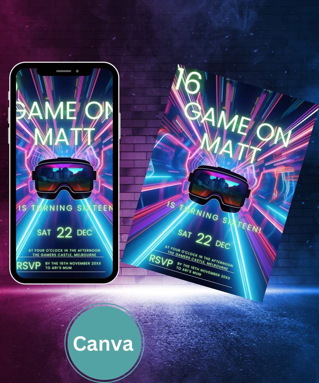 Gorilla Tag Birthday Party Invitation | Vr Birthday Invitation ...