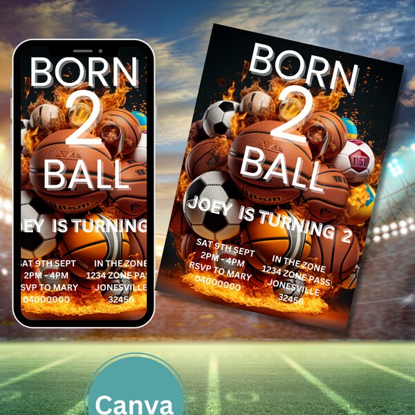 Born2ball Party Invitation - Etsy