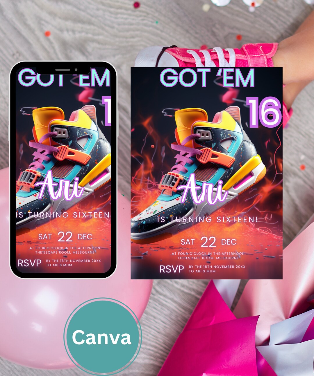 Sneaker Ball Invitation, Sneaker Gala Invite, Editable Template ...