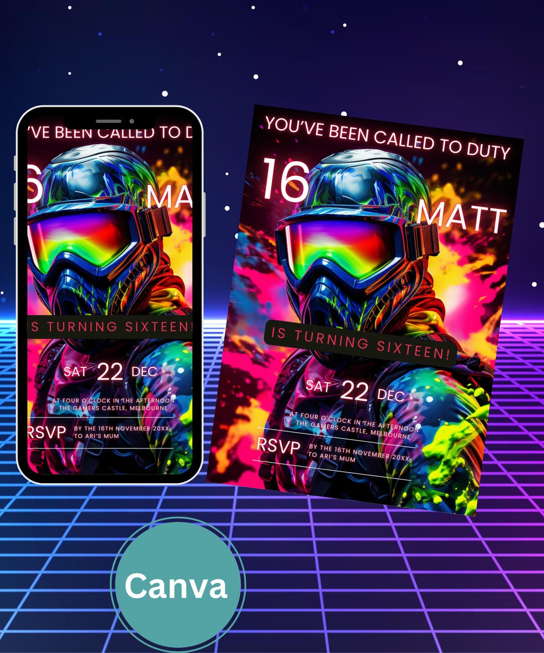Paintball Birthday Invitation - Editable Digital Invite - Paintball ...