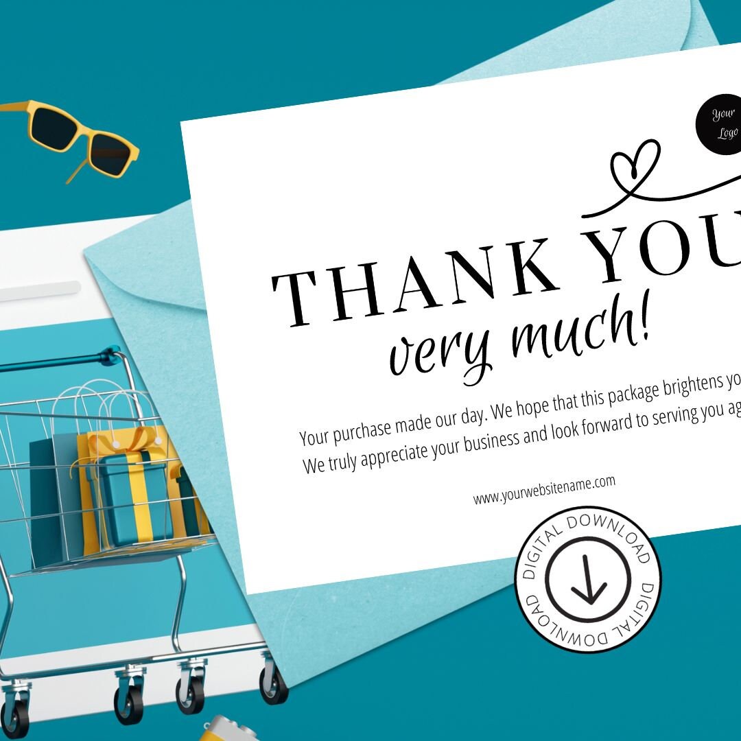 Printable Thank You Cards, Business Template, Thank You for Your ...