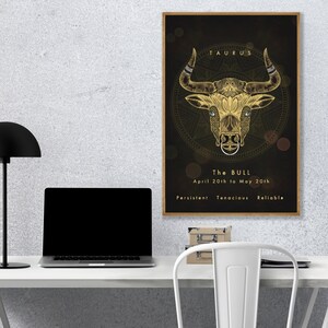 Taurus Zodiac Sign Digital Printable Art | Digital Art Home Decor L ...