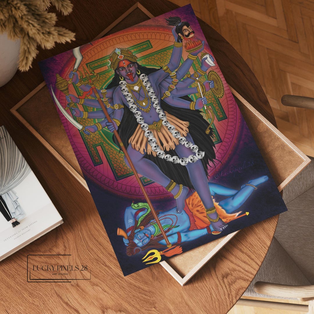 Hand Drawn Digital Kali Maa, Printable Wall Art, Spiritual Gifts for ...