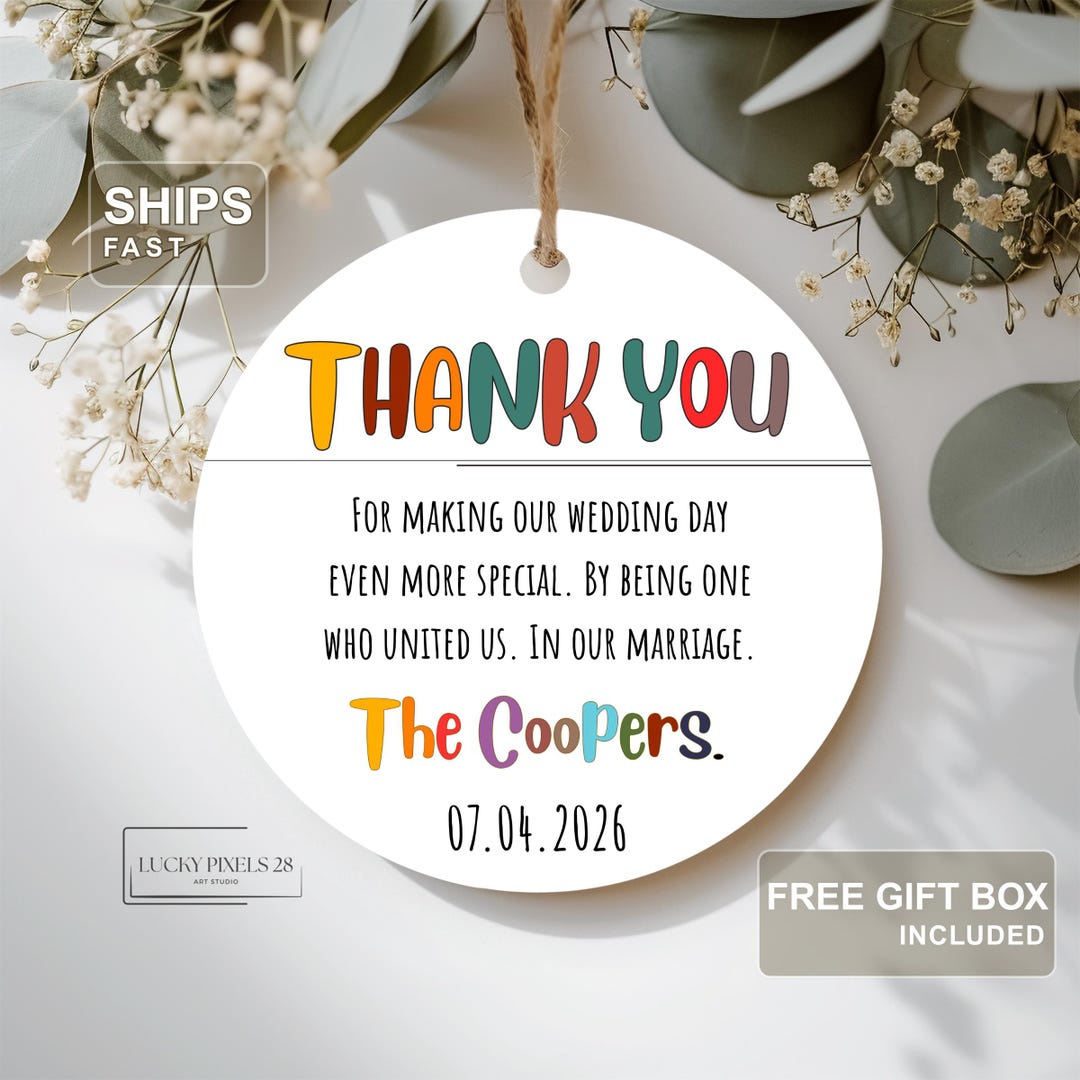 Custom Wedding Favor Ornament, Thankyou for Making Our Wedding Day Even ...