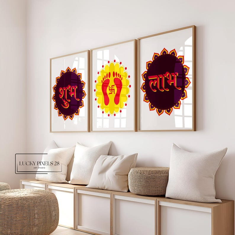 Shubh Labh Hindu Art Print: Diwali Temple Decor (digital Download) - Etsy
