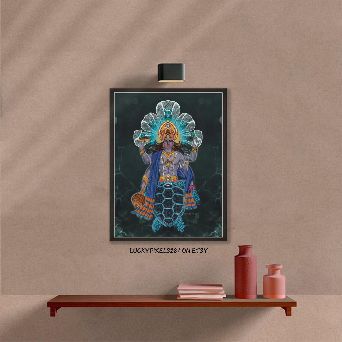 Lord Vishnu Kurma Avatar, Hand Drawn Digital Wall Art, the Second ...
