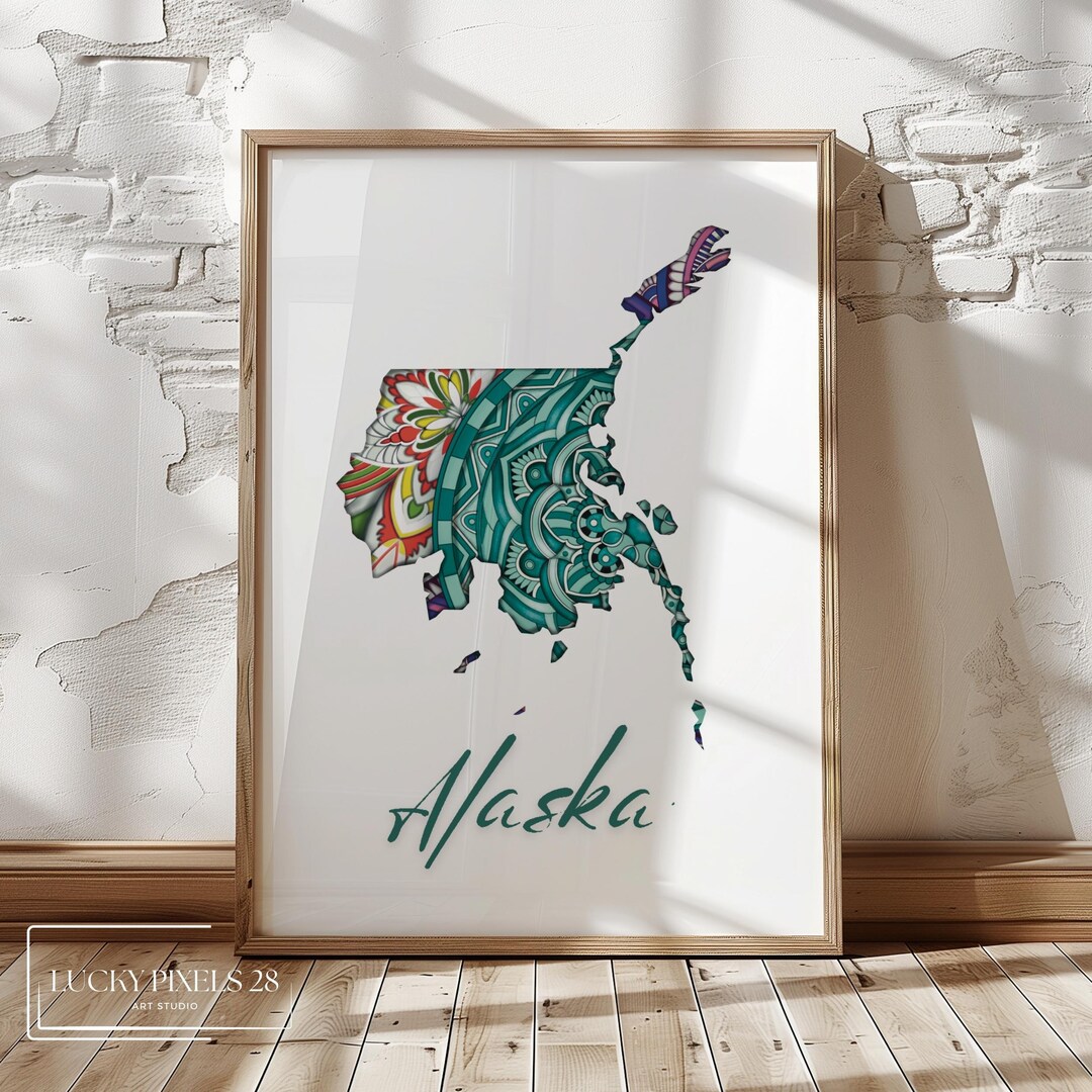 Alaska State Travel Map Wall Art, Minimalist Modern Map of Alaska, US ...