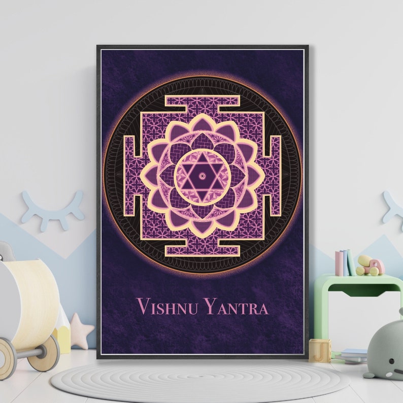 Vishnu Yantra, Digital Art, Wealth, Health, Prosperity, Removal of All ...