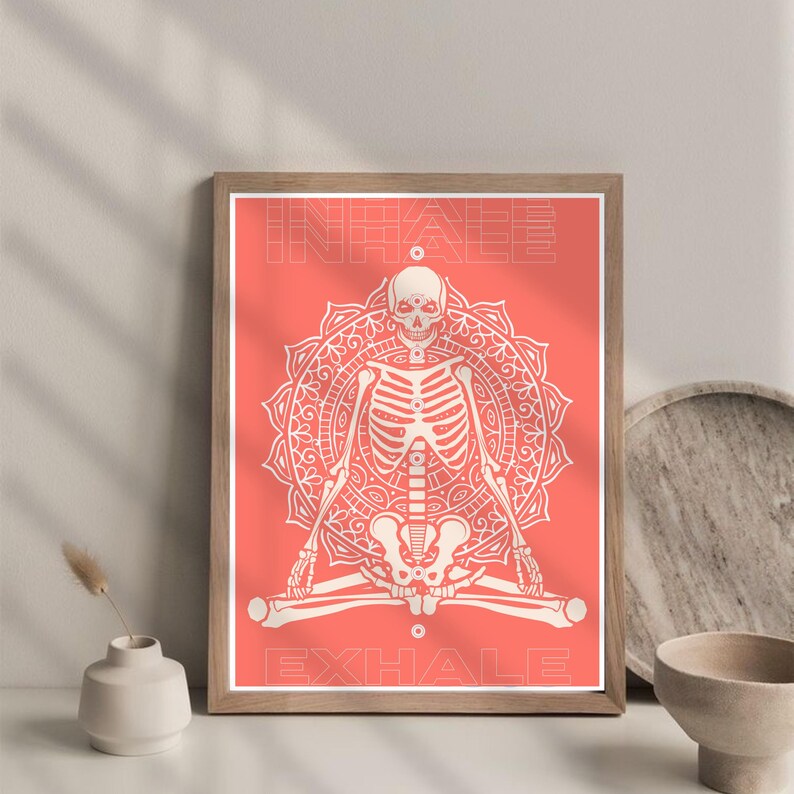 Meditation Skeleton Digital Printable Wall Arts, Living Room Decor ...