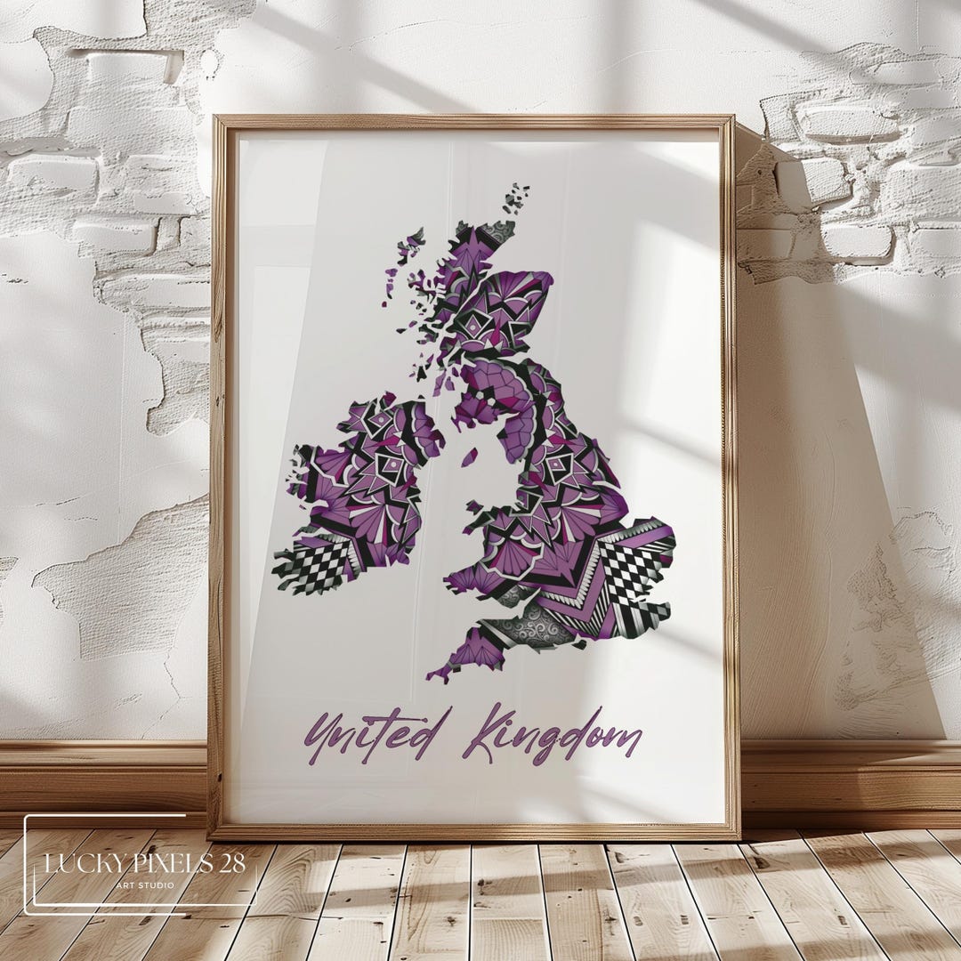 UK Map Wall Art, Hand Drawn Modern Map of UK, Travel Inspired Prints ...
