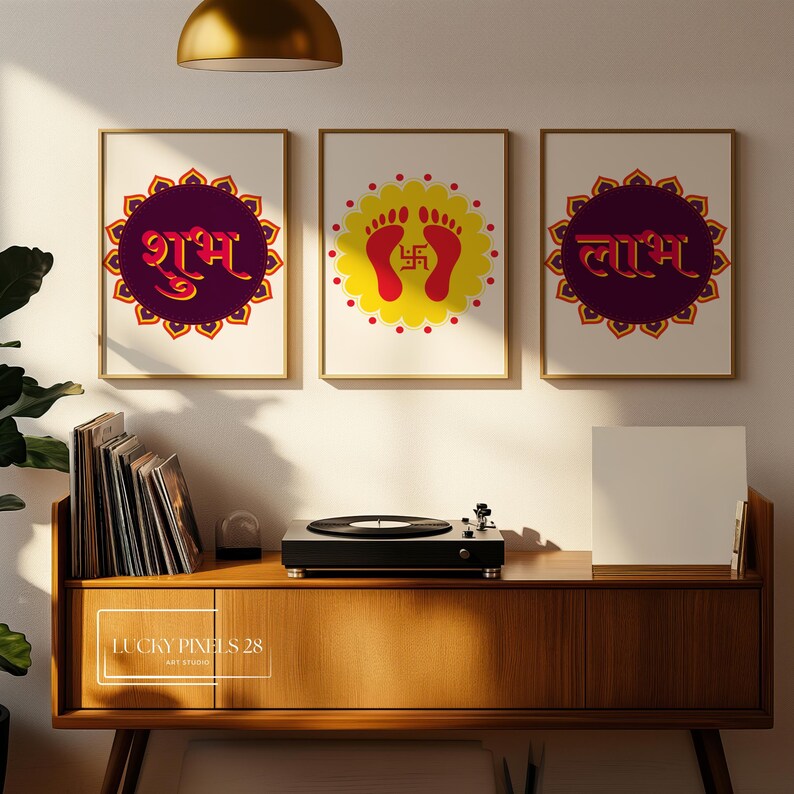 Shubh Labh Hindu Art Print: Diwali Temple Decor (digital Download) - Etsy