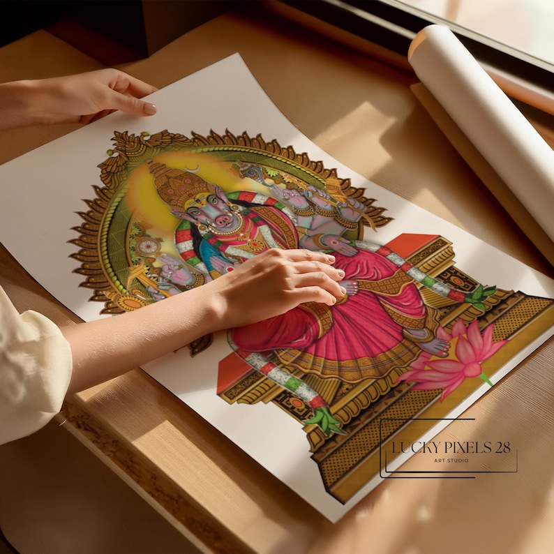 Varahi Maa in Red Saree, Varahi Maa Digital Art, Varahi Devi, Varahi ...