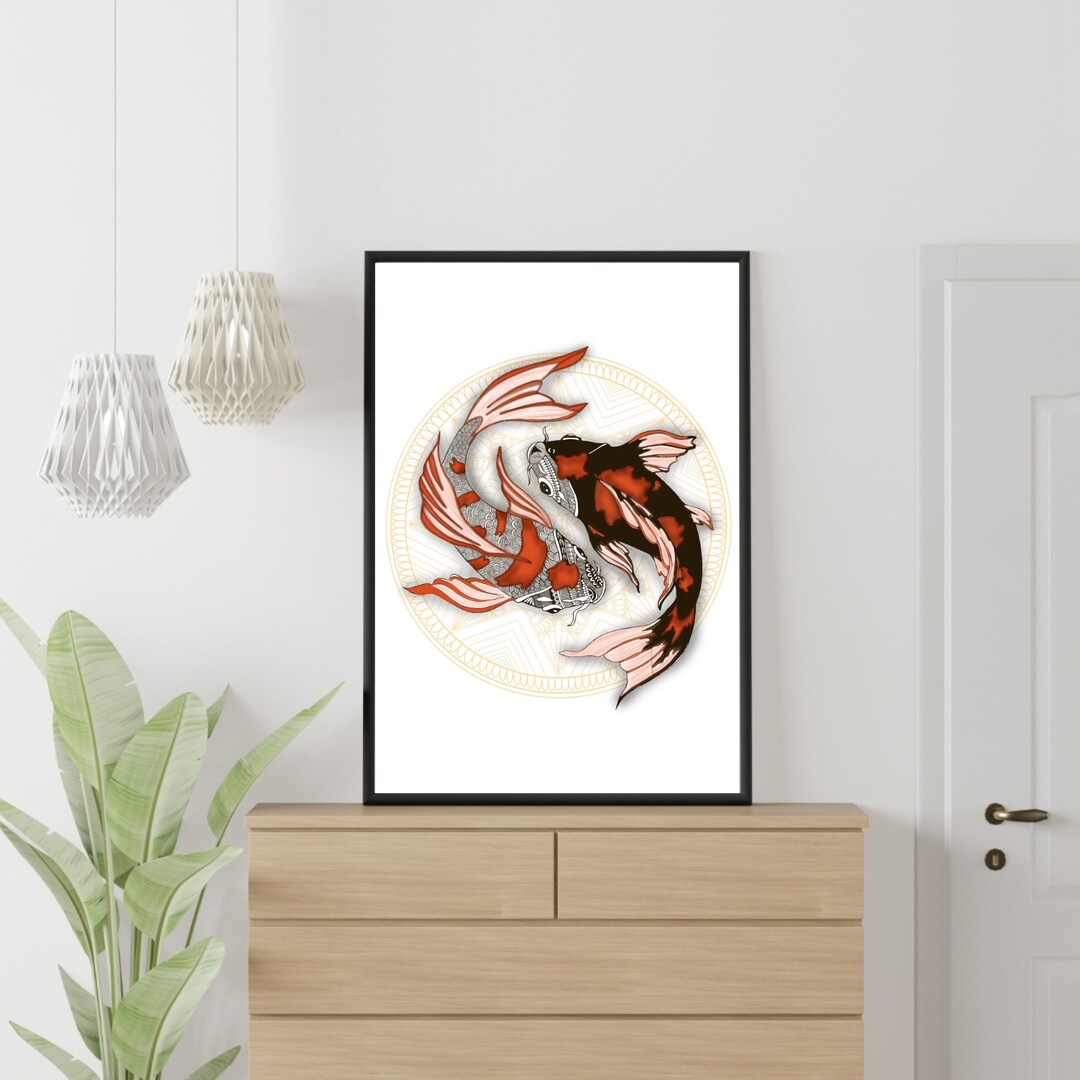 Koi Fish Digital Wall Art, Home Decors, Fish Art, Instant Download ...