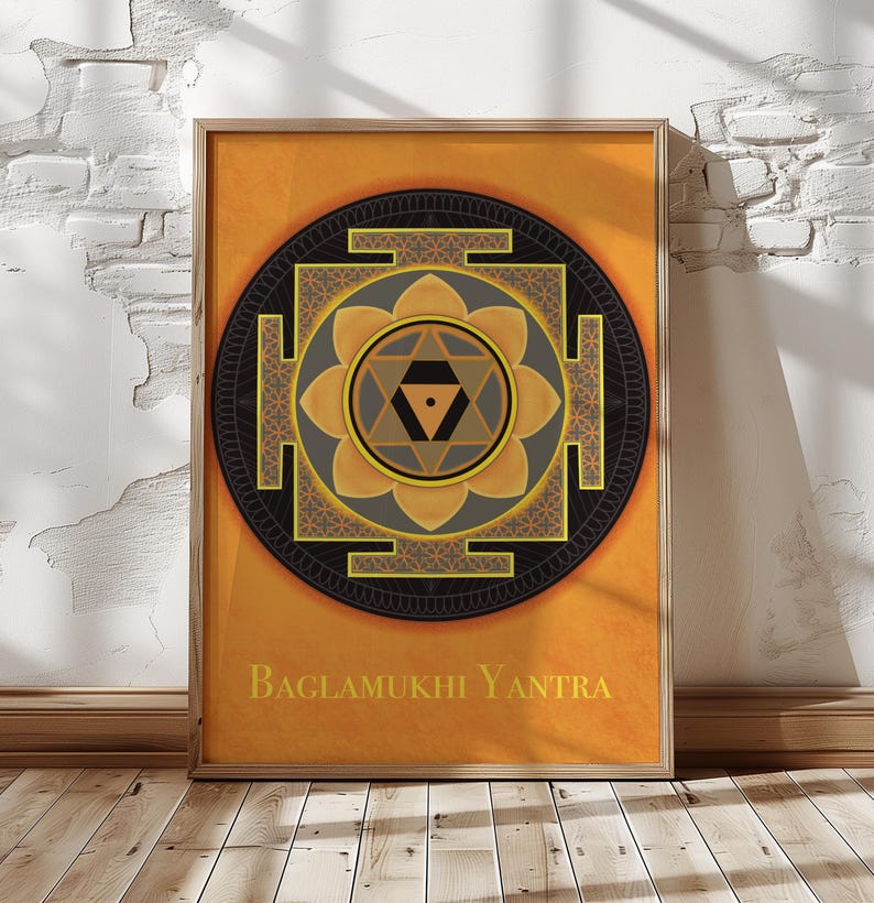Baglamukhi Maa With Yantra & Mantra, Set of 3, Baglamukhi Posters ...