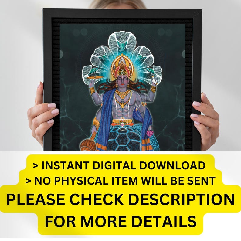 Lord Vishnu Kurma Avatar, Hand Drawn Digital Wall Art, the Second ...