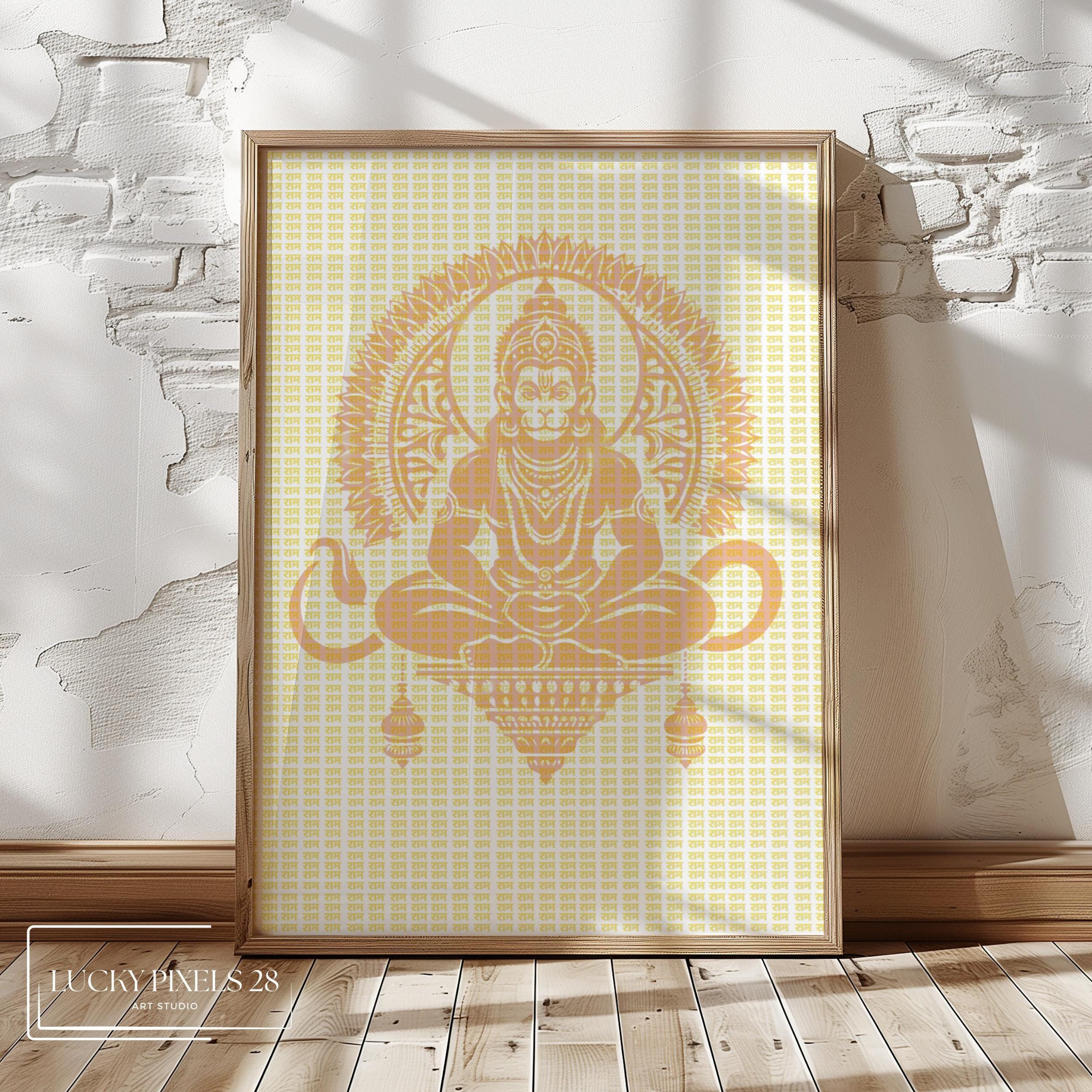 Hanuman Digital Art Print: Hand Drawn Spiritual Wall Decor (PDF) - Etsy