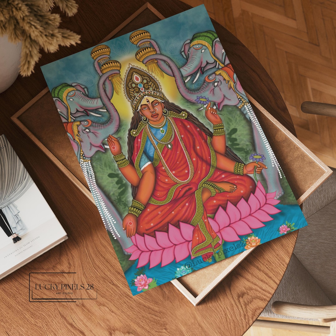 Kamala Maa Digital Art, Hindu Religious Art, Goddess of Wealth ...