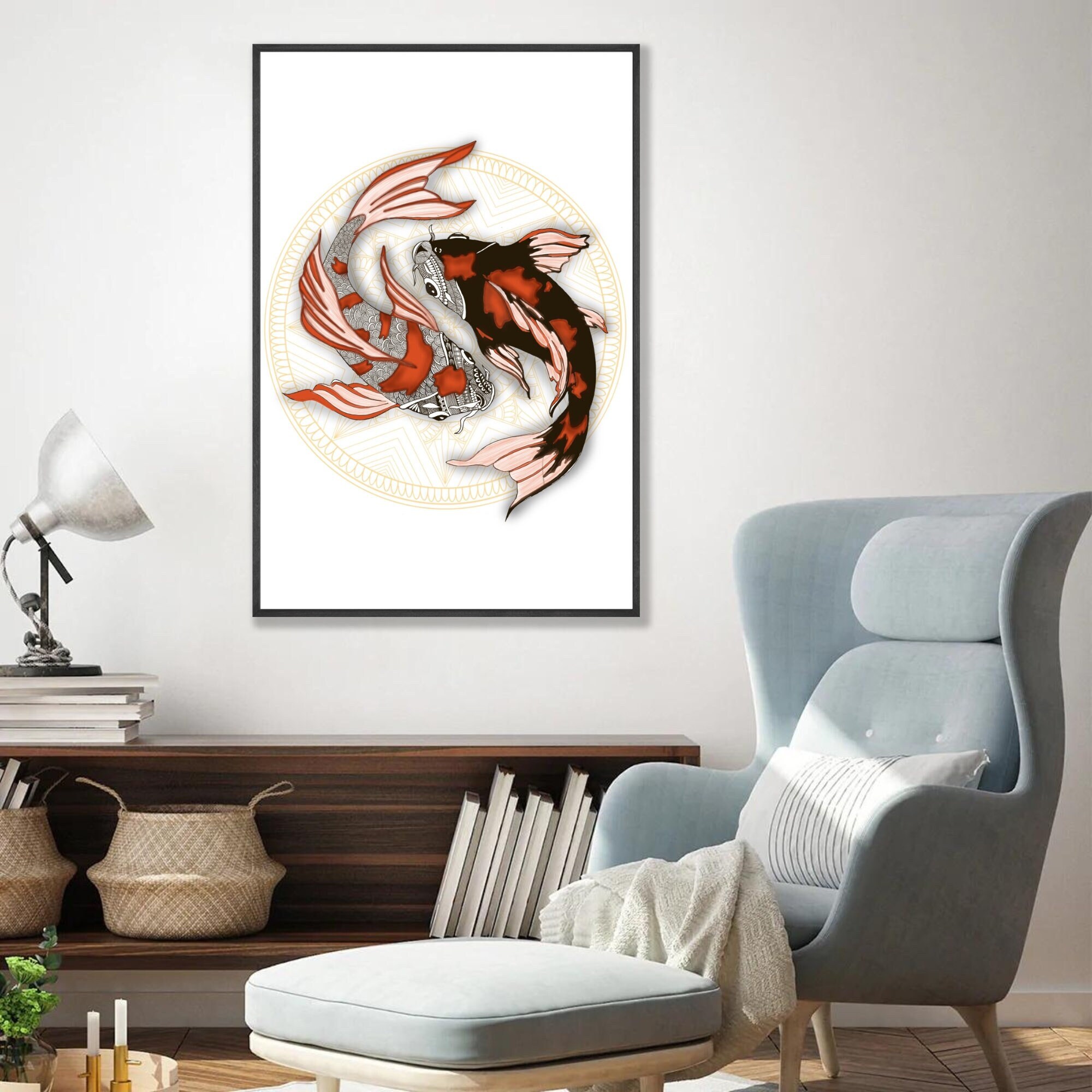 Koi Fish Digital Wall Art, Home Decors, Fish Art, Instant Download ...