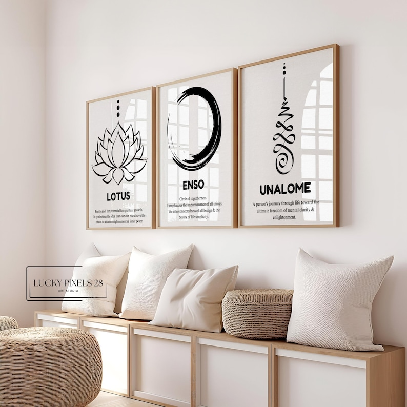 Lotus Enso Unalome Print Set: Zen Spiritual Art (digital Download) - Etsy
