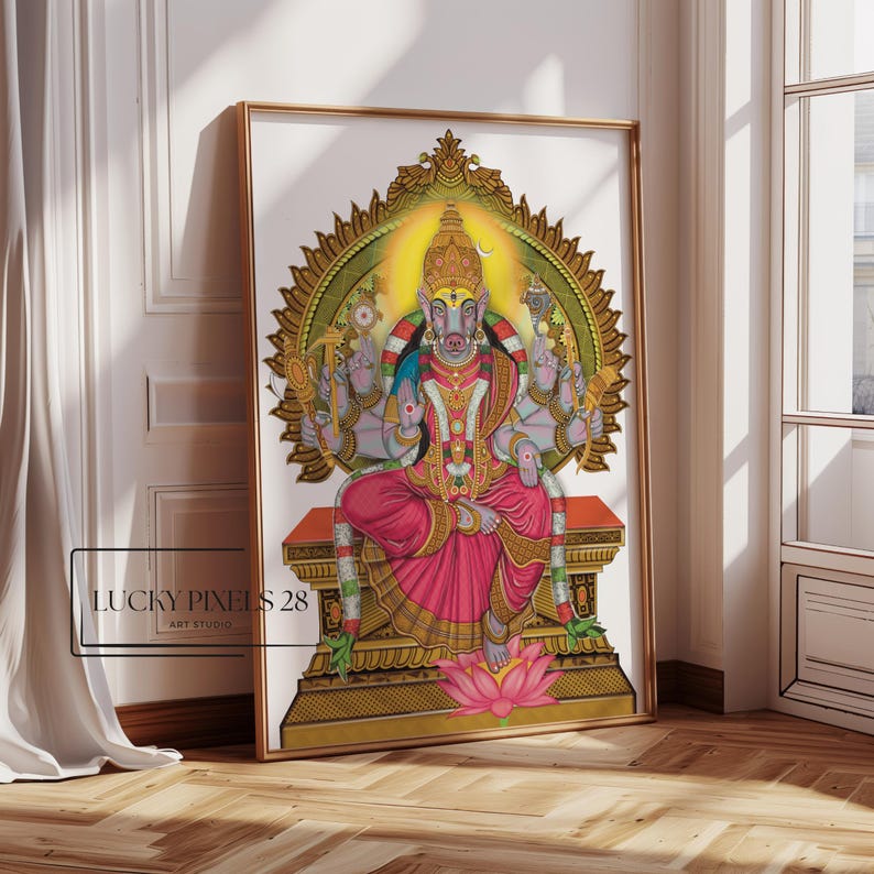 Varahi Maa in Red Saree, Varahi Maa Digital Art, Varahi Devi, Varahi ...