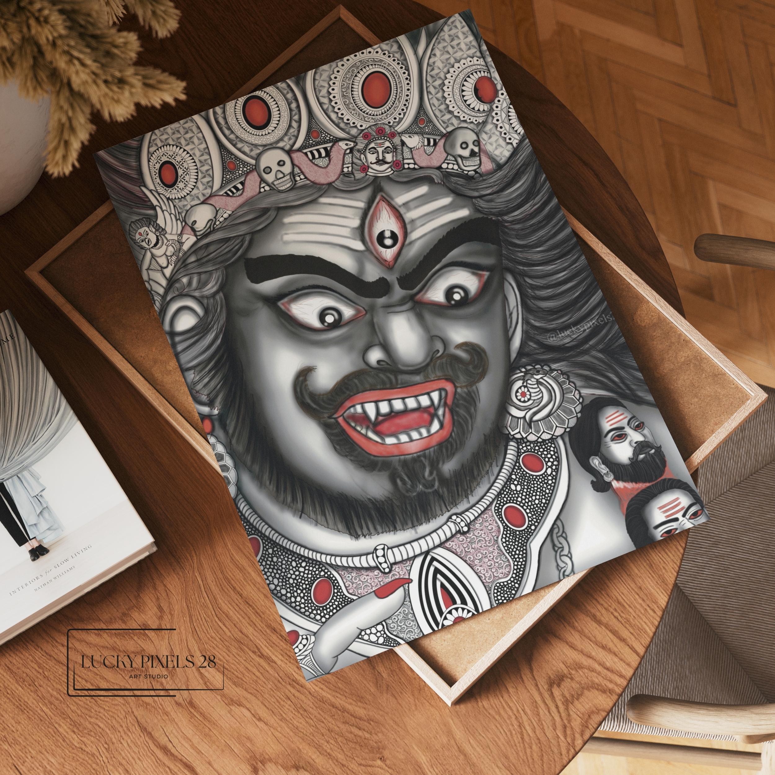 Kaal Bhairav Hand Drawn Print: Hindu Spiritual Art (digital Download ...