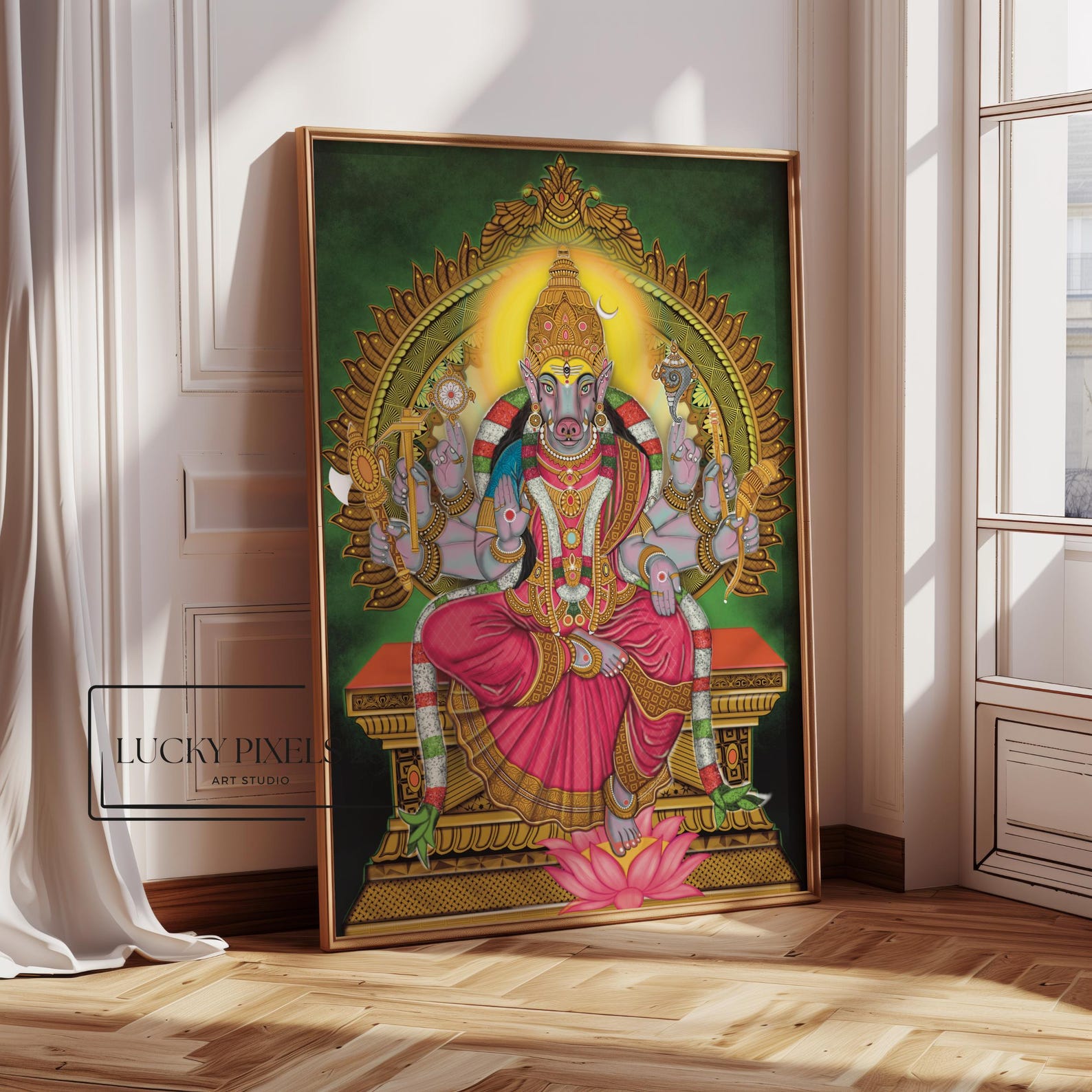 Varahi Maa in Red Saree (2), Varahi Maa Digital Art, Varahi Devi ...