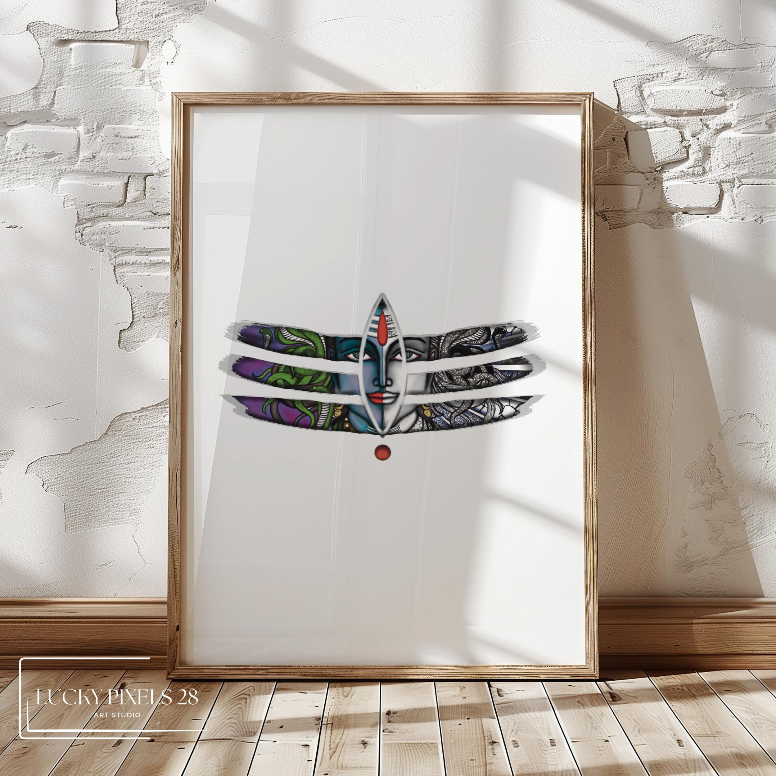 Hindu Trinity Tilak Art Print, Lord Shiva, Vishnu, Krishna (digital ...