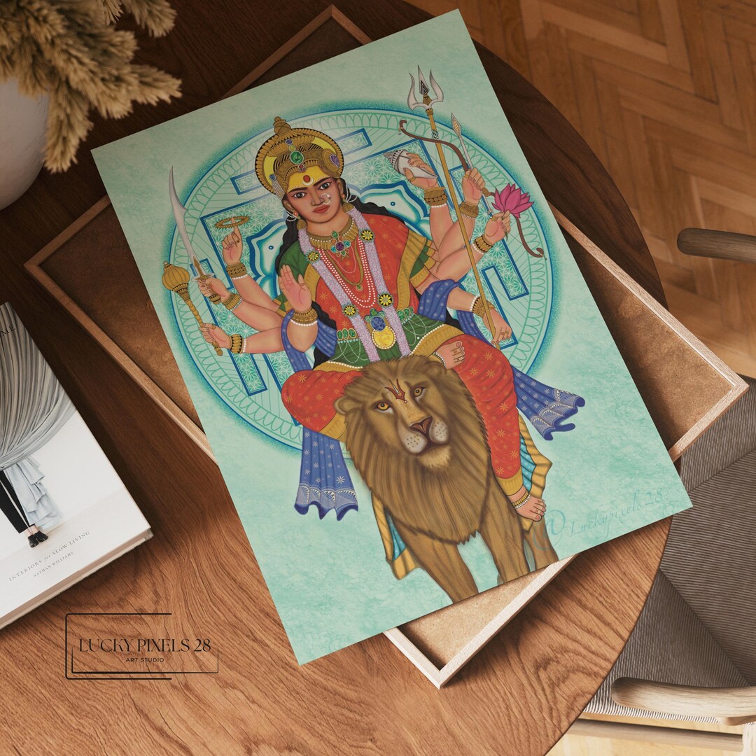 Durga Devi Digital Photo, Hand Drawn, Wall Art Print, Durga Maa ...