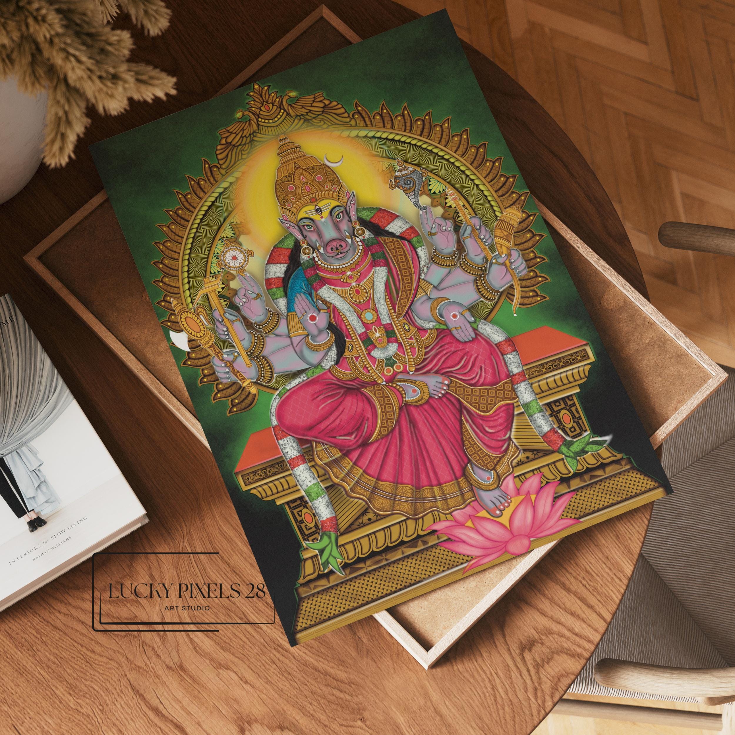 Varahi Maa in Red Saree (2), Varahi Maa Digital Art, Varahi Devi ...
