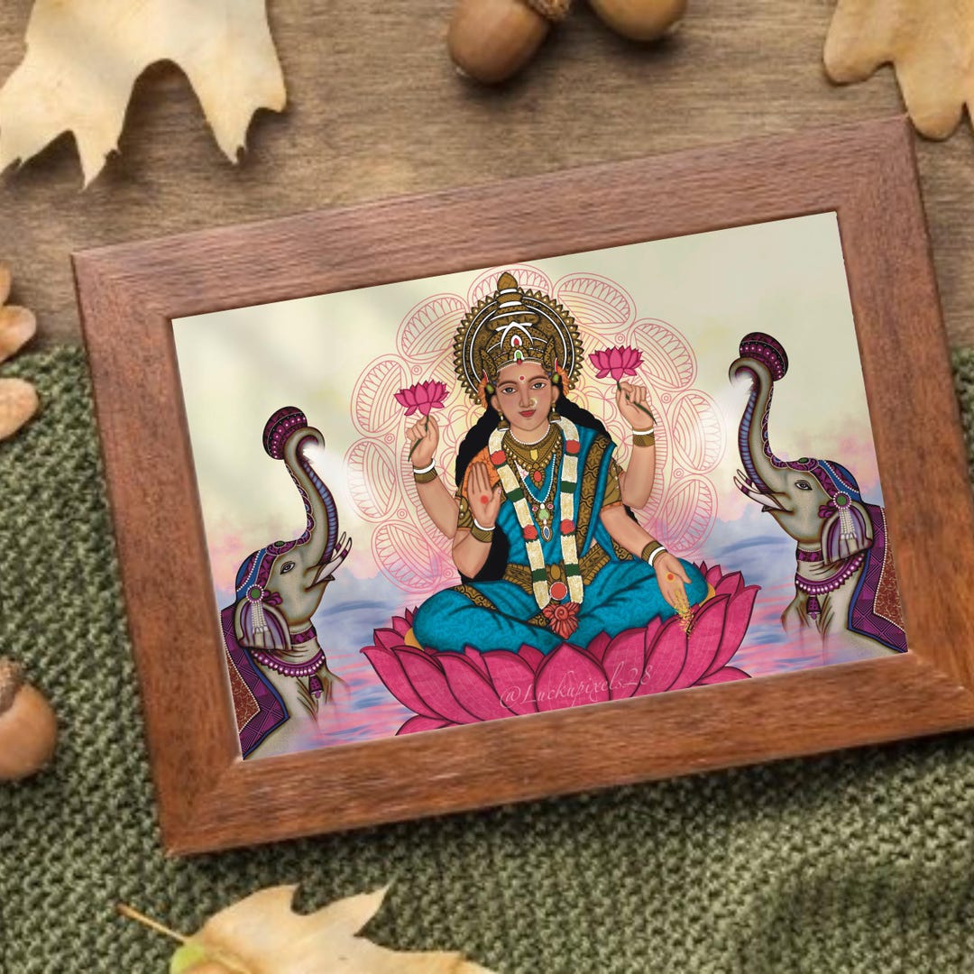 Laxmi Maa, Printable Wall Art Decor for Health and Wealth, Hand Made ...