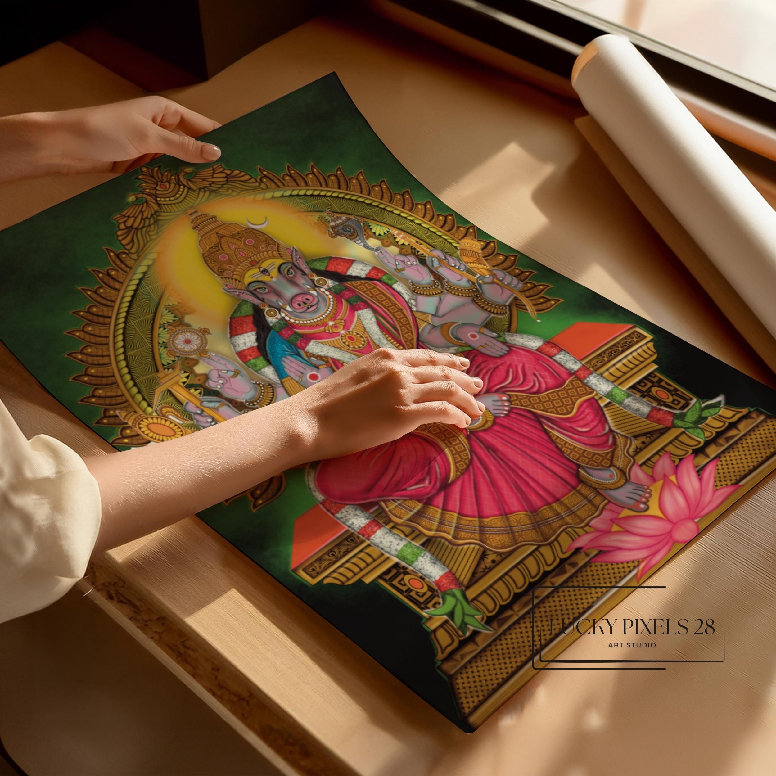 Varahi Maa in Red Saree (2), Varahi Maa Digital Art, Varahi Devi ...