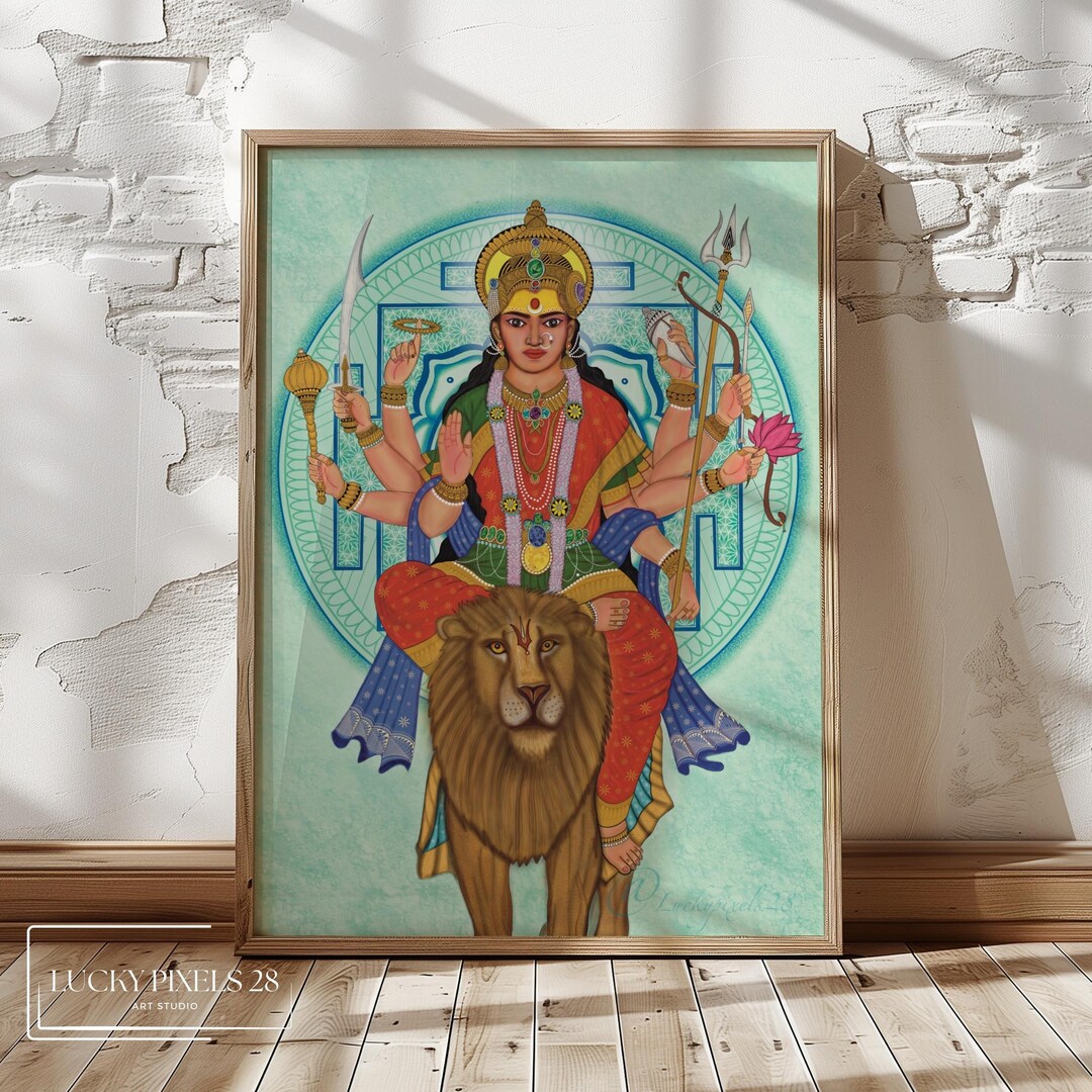 Durga Devi Digital Photo, Hand Drawn, Wall Art Print, Durga Maa ...