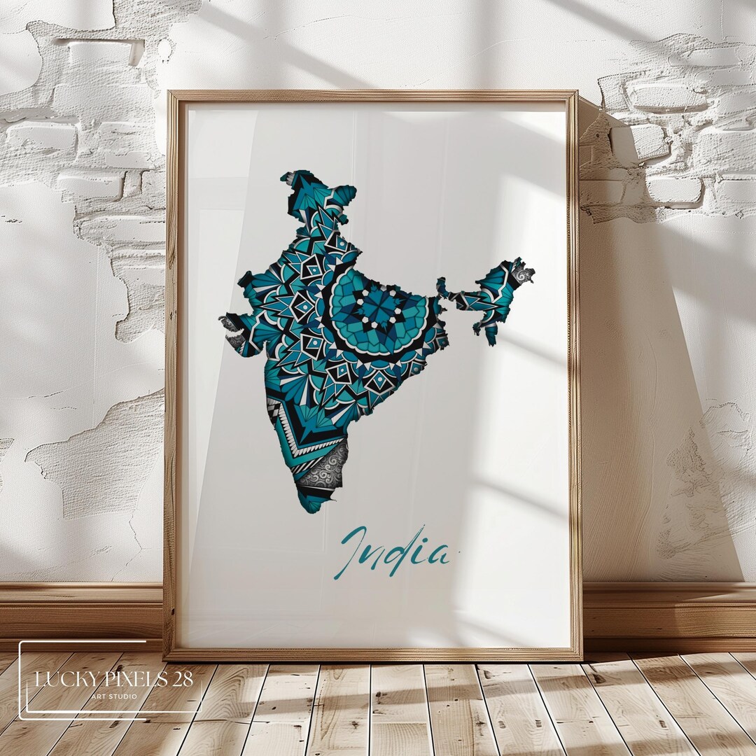 India Map Wall Art, Hand Drawn Modern Map of India, Travel Inspired ...