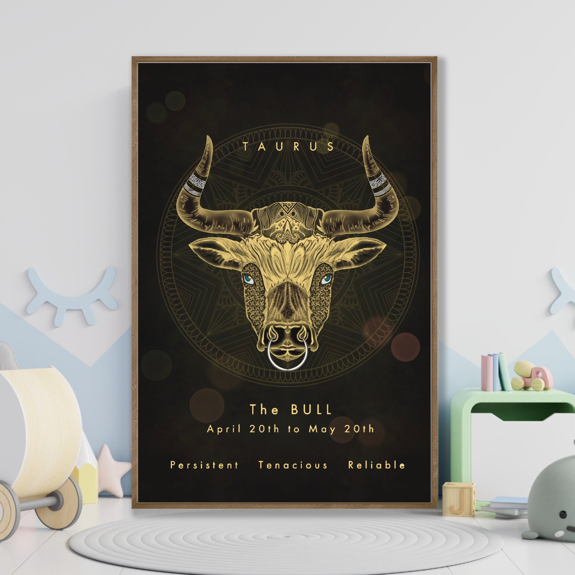 Taurus Zodiac Sign Digital Printable Art Digital Art Home Decor L ...