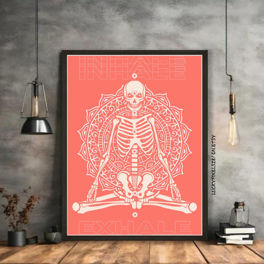 Meditation Skeleton Digital Printable Wall Arts, Living Room Decor ...