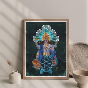 Lord Vishnu Kurma Avatar, Hand Drawn Digital Wall Art, the Second ...