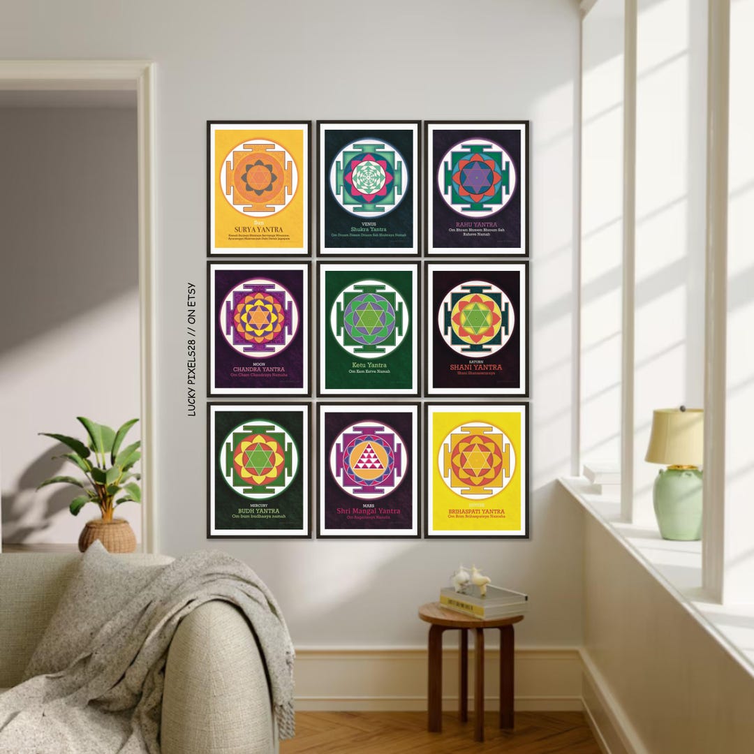 Nava Grahas Yantra Art: Nine Planets Digital Print (PDF) - Etsy