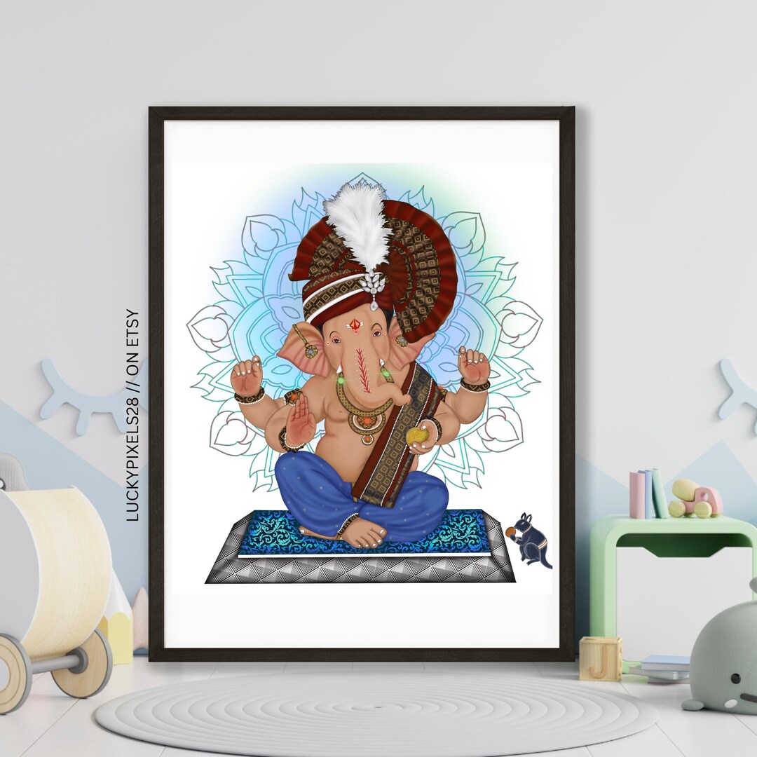 Handmade Lord Pagdi Ganesha L Digital Printable Art, Instant Download ...